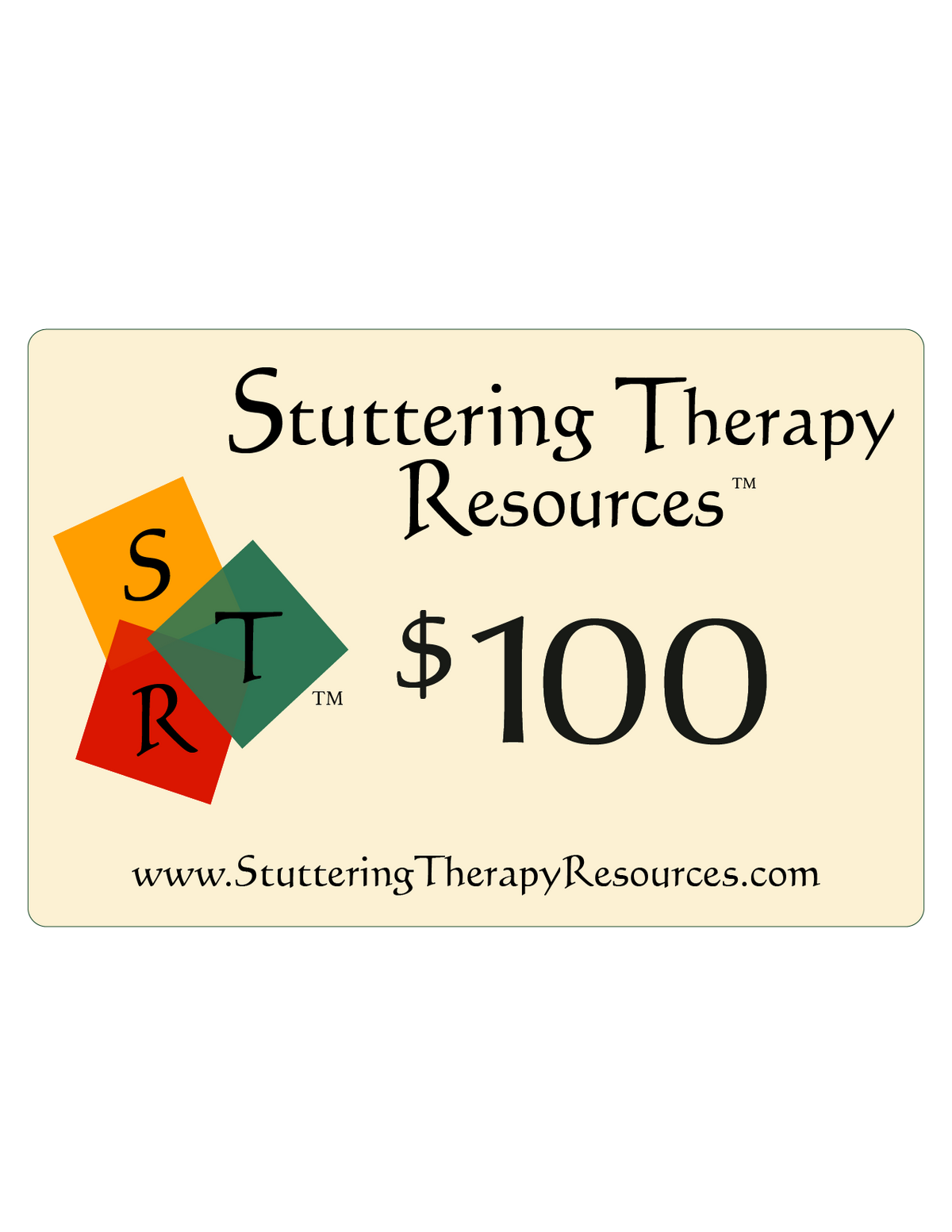 STR Gift Card – Stuttering Therapy Resources
