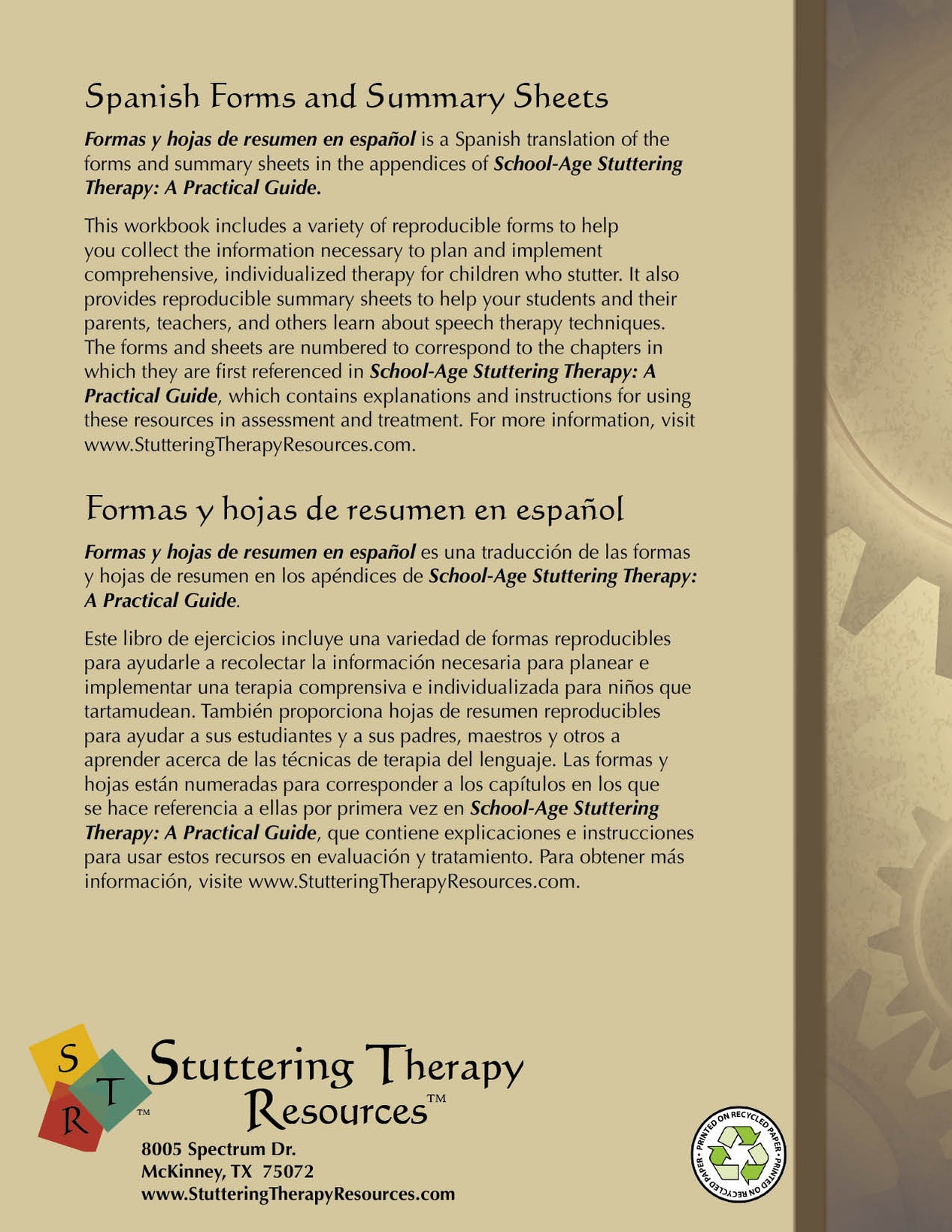 Formas y hojas de resumen en español for School-Age Stuttering ...